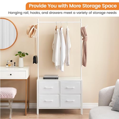 Clothing Rack with Drawers, Heavy Duty Garment Rack with 4 Drawers ...