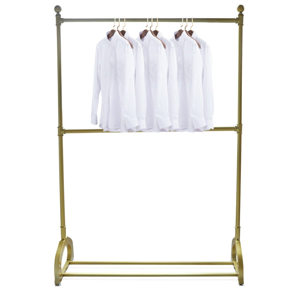 Clothing Rack Gold Pipe Garment Rack,2 Tier Clothes Rack Hanger Rails ...
