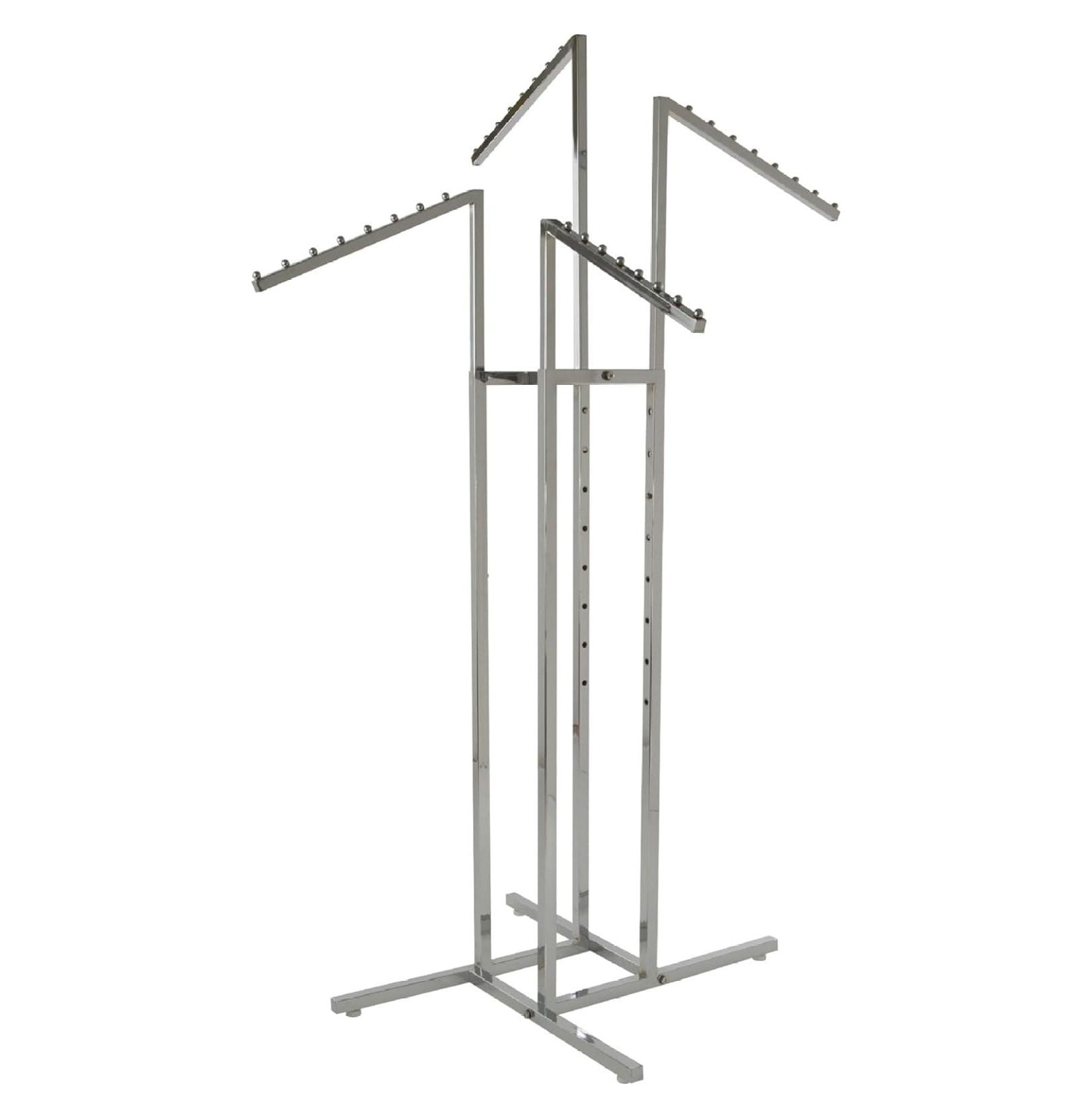 Clothing Rack – Heavy Duty Chrome 4 Way Rack, Adjustable Arms, Square ...