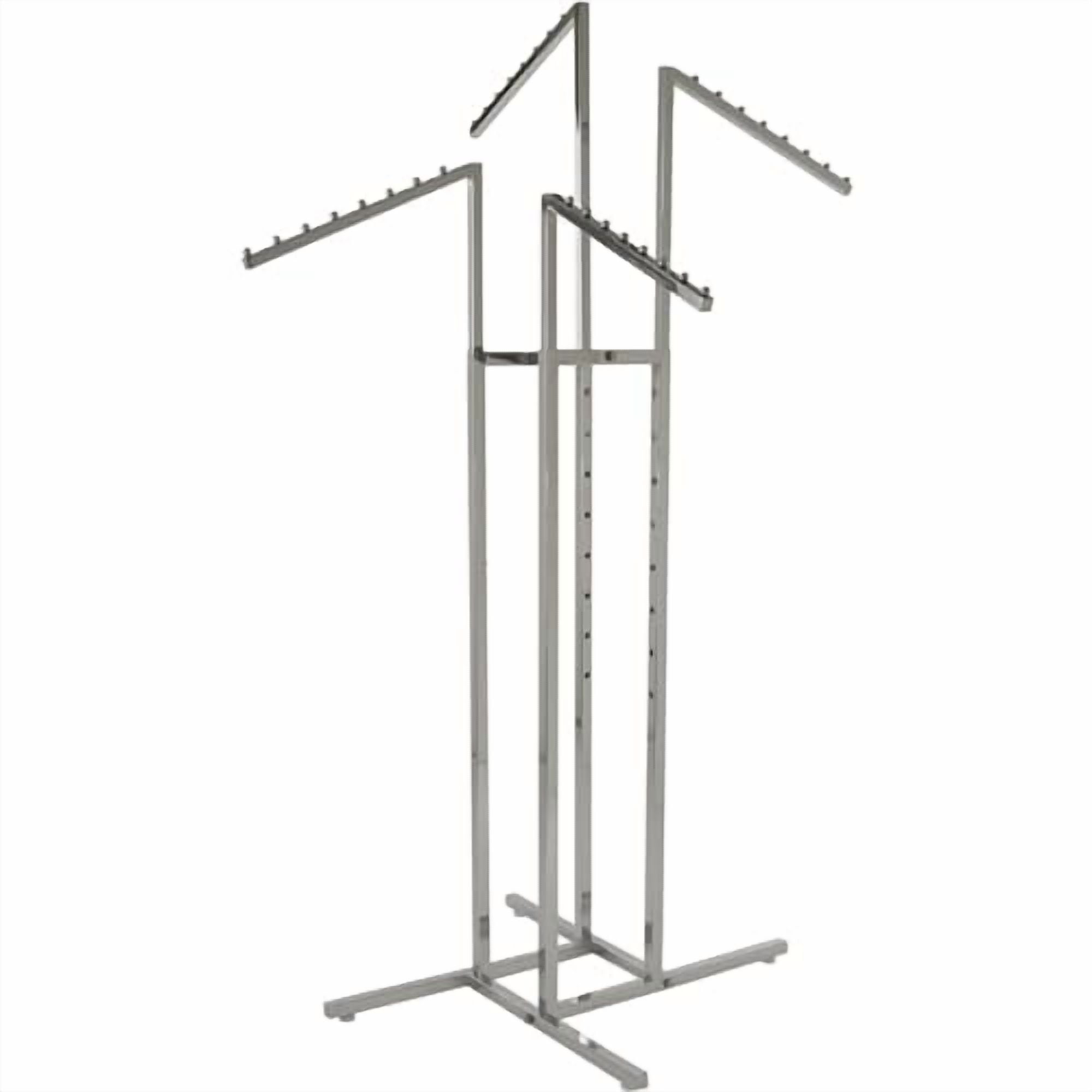 Clothing Rack – Heavy Duty Chrome 4 Way Rack, Adjustable Arms, Square ...