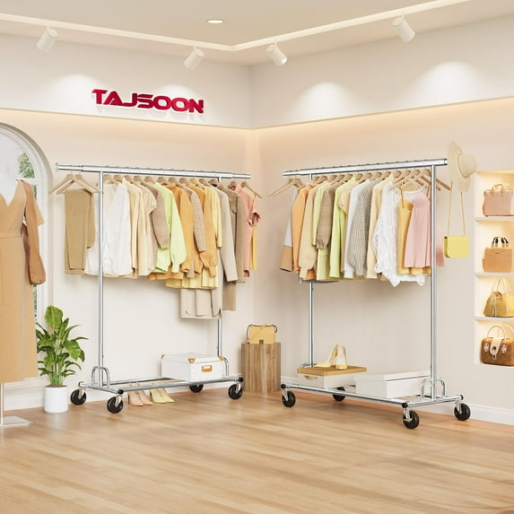 Clothing Rack Heavy Duty Clothes Rack Load 350 LBS, Rolling Clothes ...