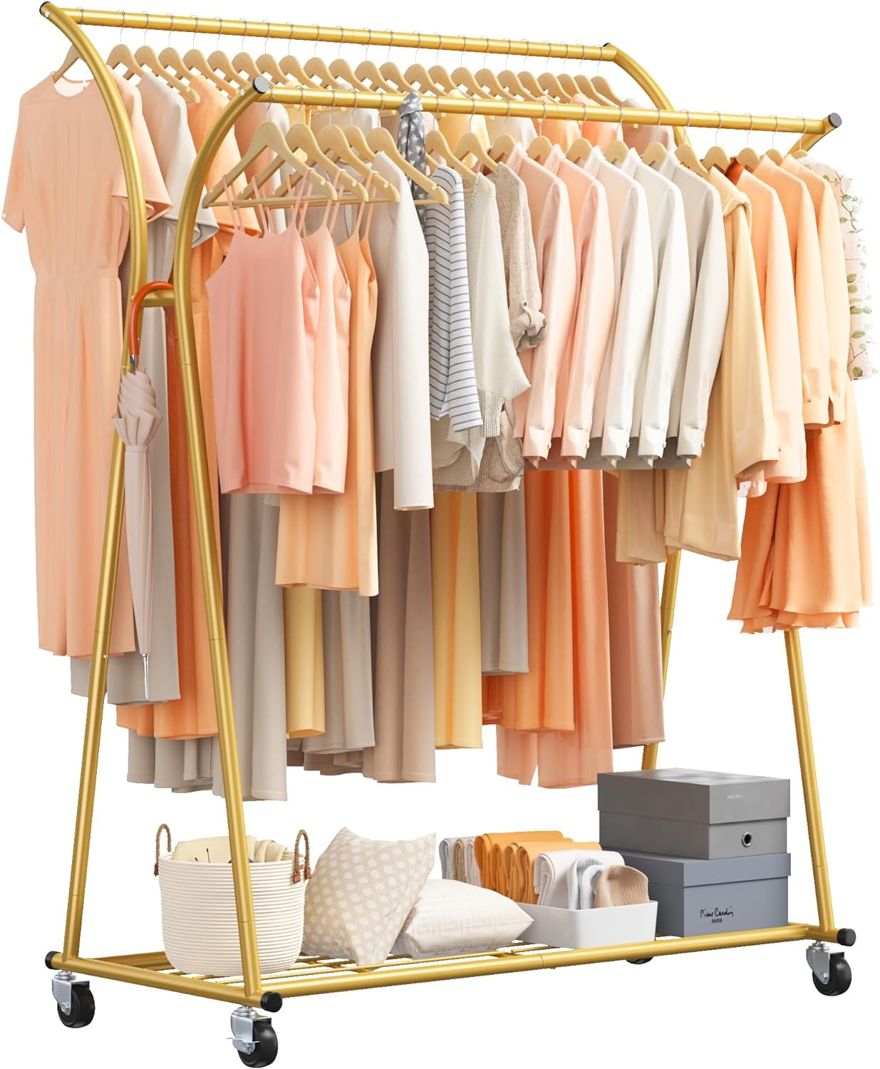 Clothing Rack with Wheels Heavy Duty Clothes Racks for Hanging Clothes ...