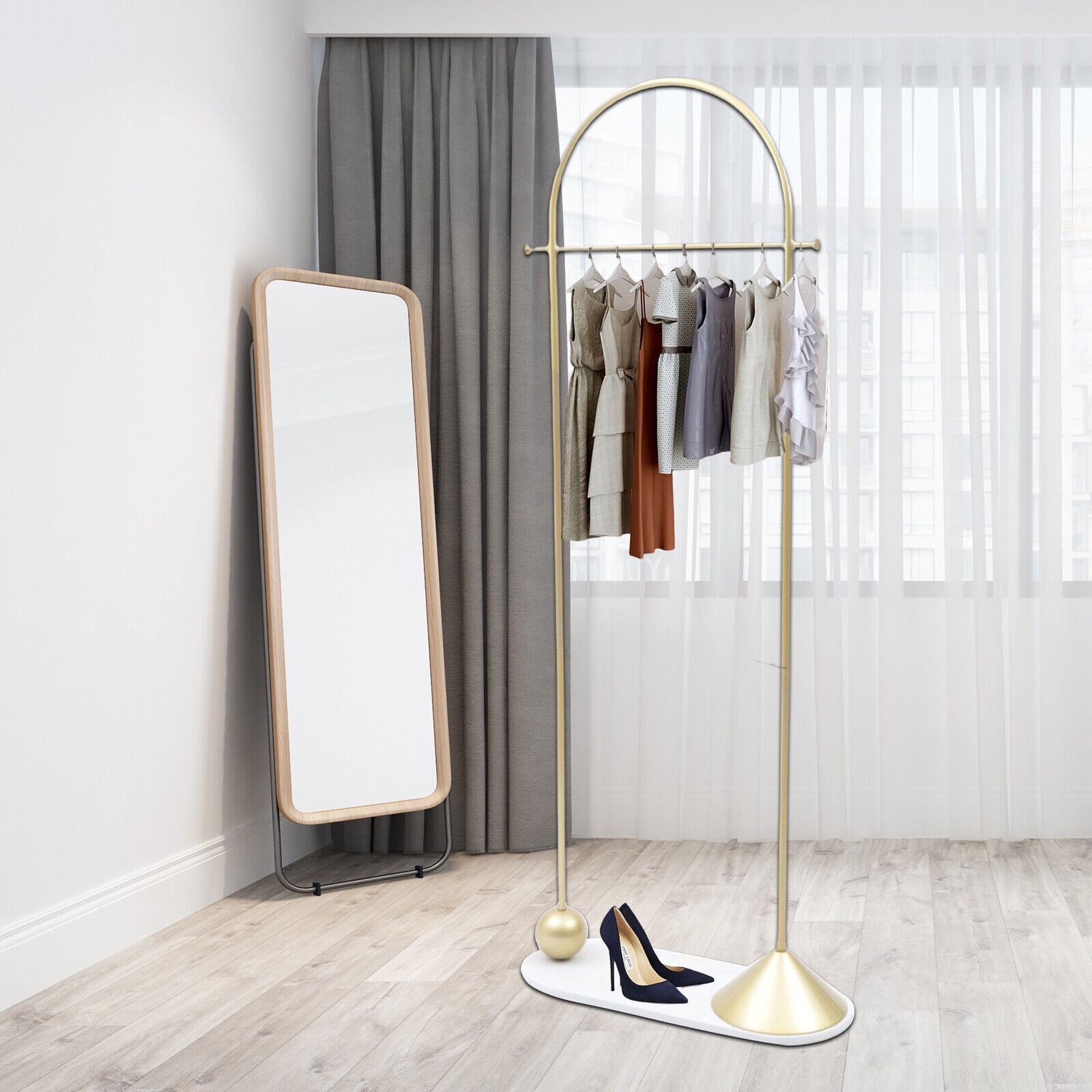 Clothing Rack Portable Gold Coat Rack Stylish Gold Freestanding Rack W ...