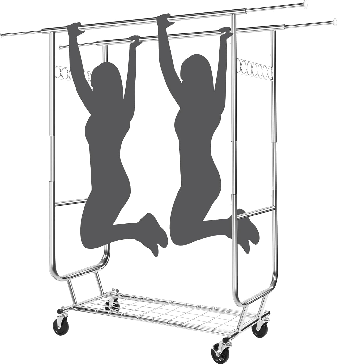 Clothing Rack with Wheels Load 620 LBS, Metal Rolling Clothes Rack ...