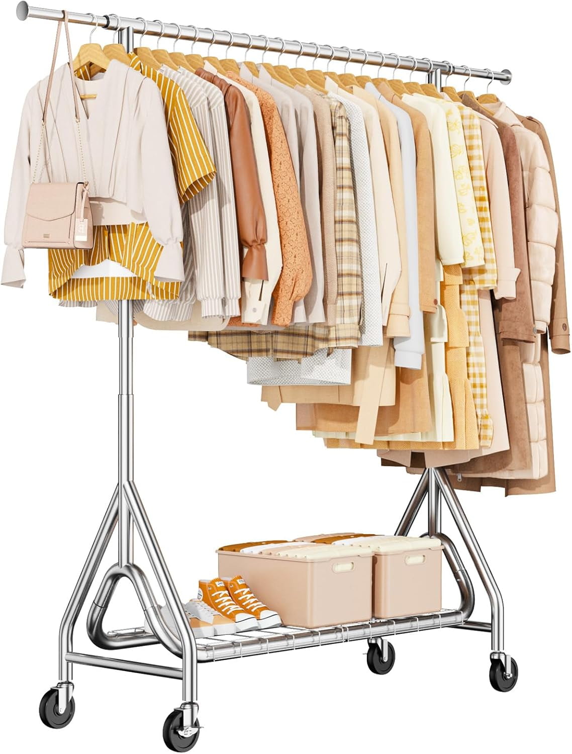Clothing Rack for Hanging Clothes, Heavy Duty Clothes Rack Load 420 LBS ...