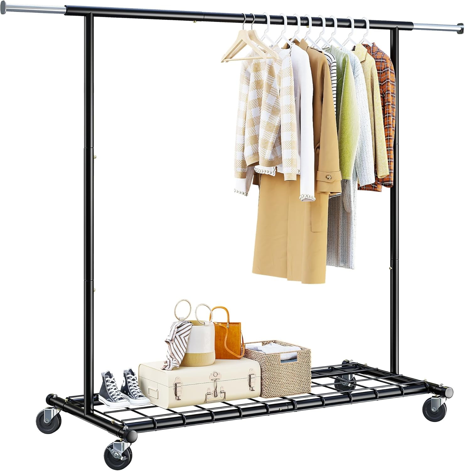 Clothing Rack for Hanging Clothes, Rolling Clothes Rack Load 250LBS ...