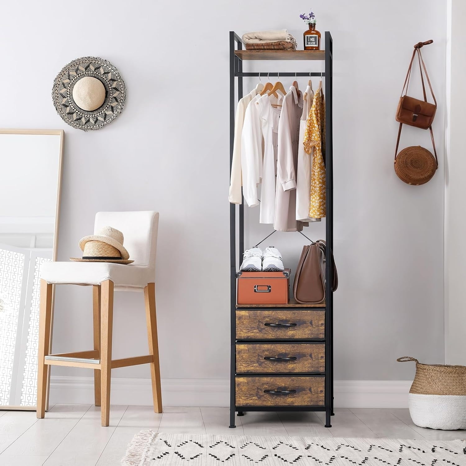 Clothing Rack with Drawers Brown - Walmart.com