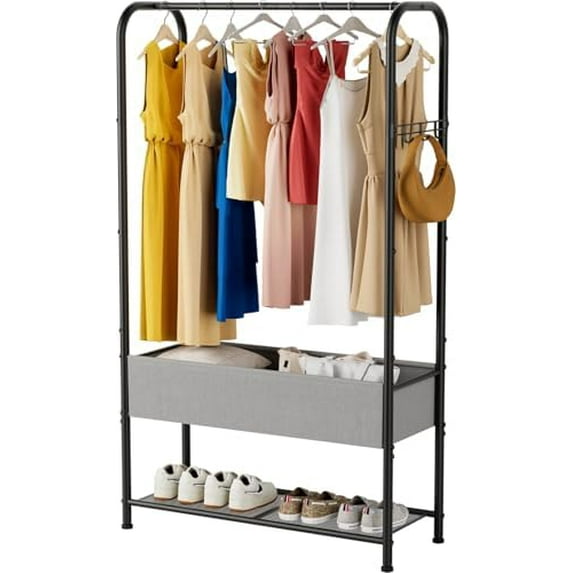 Clothing Racks For Hanging Clothes Rack Portable Closet Garment Coat Rack With Shelves Heavy ...
