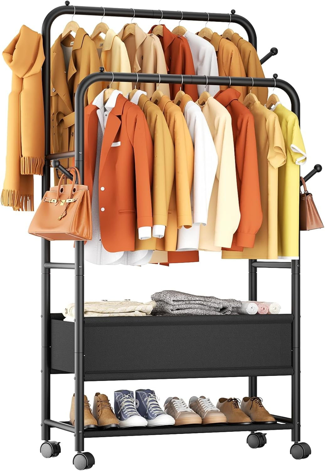 Clothing Racks for Hanging Clothes, Portable Rolling Garment Rack ...