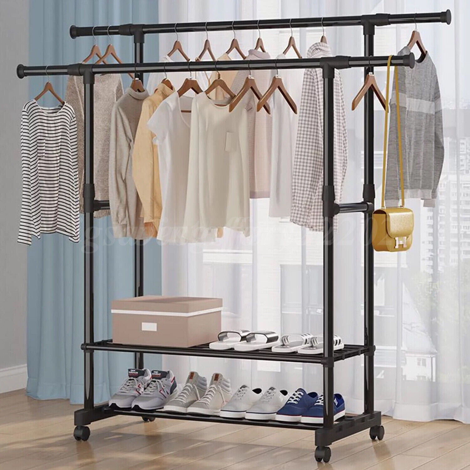 Clothing Racks for Hanging Clothes, Rolling Clothing Rack With Shelves ...