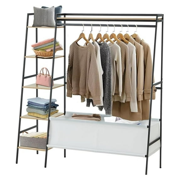Clothing Racks with Storage Shelves and Bag, Heavy Duty Wardrobe Rack ...