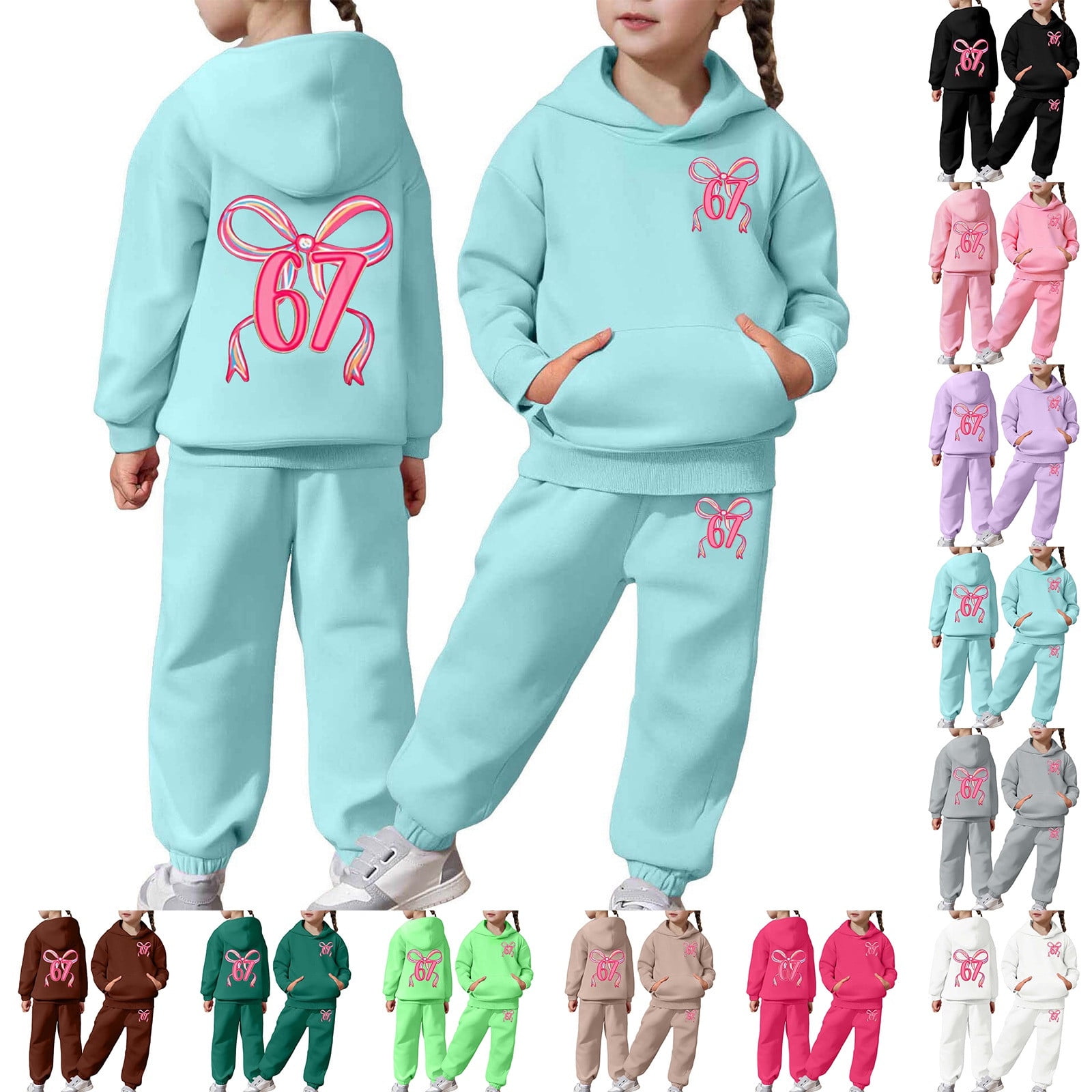 Clothing Set Boys Tracksuit 10-12 Bow 67 Graphic Sweatpants Hoodie Set ...