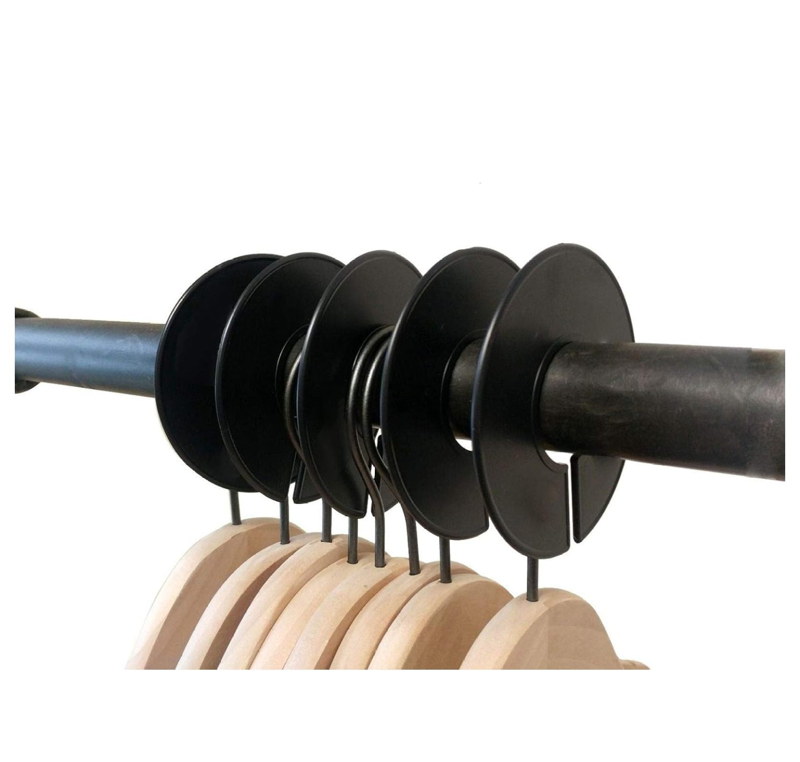 Clothing Size Dividers for Clothing Racks, Round – Black/Blank (Kit of ...