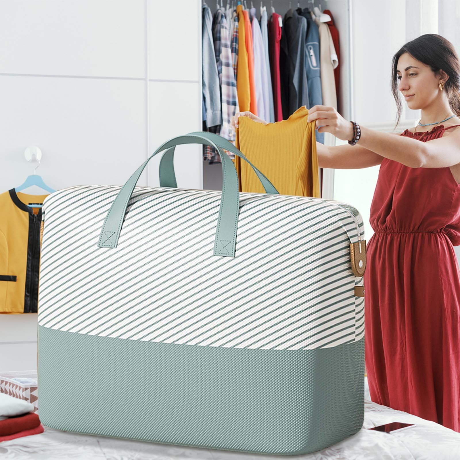 Clothing Storage Bag with Compartments | Large Capacity Wardrobe ...