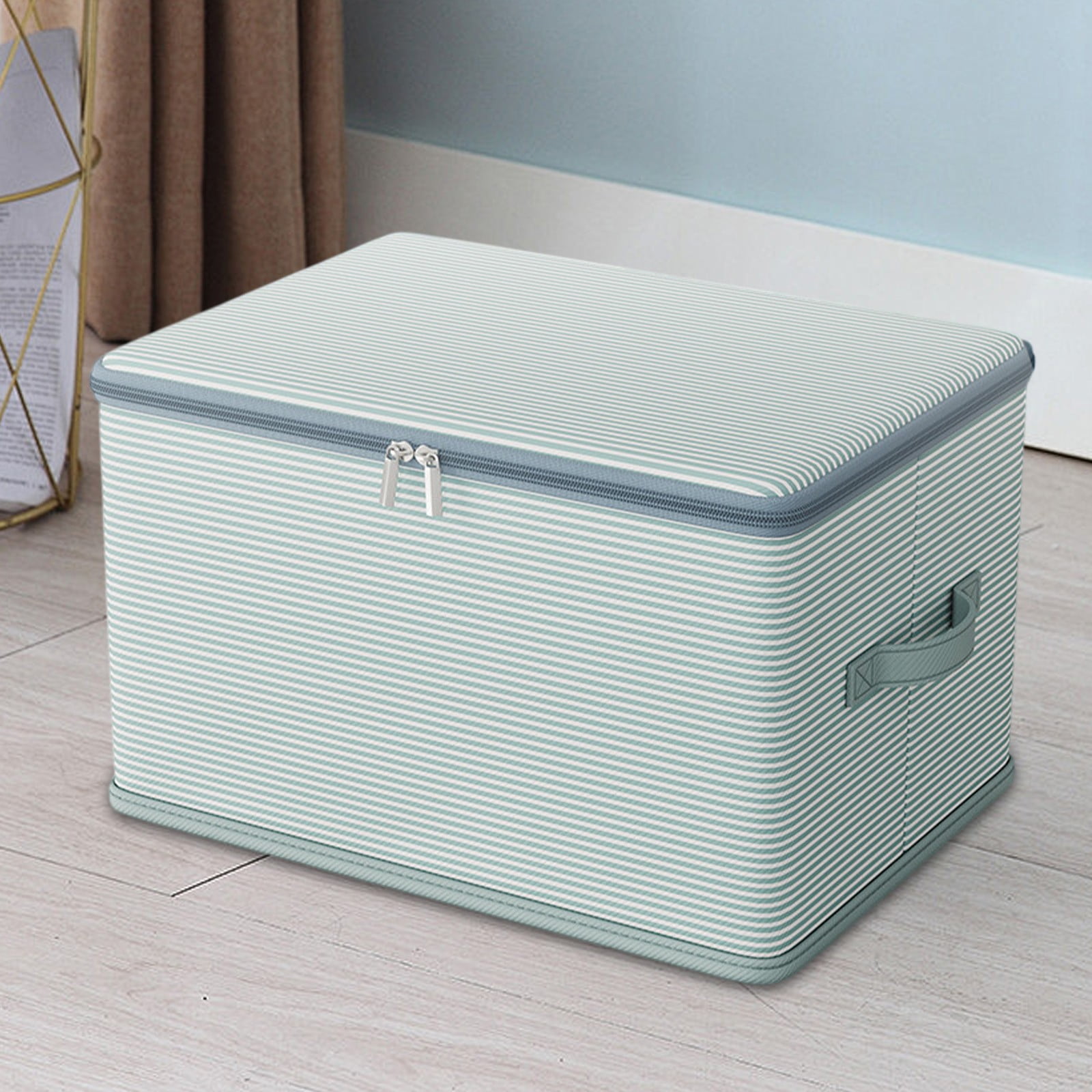 Clothing Storage Box, Double Zippered Fabric Organizer, Foldable Design ...