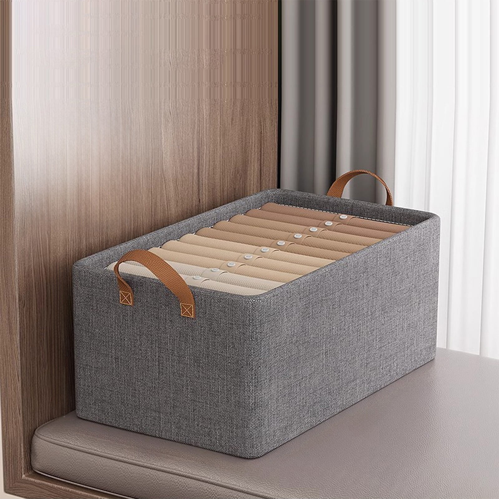 Clothing Storage Box - Partitioned Compartments, Portable Handle ...