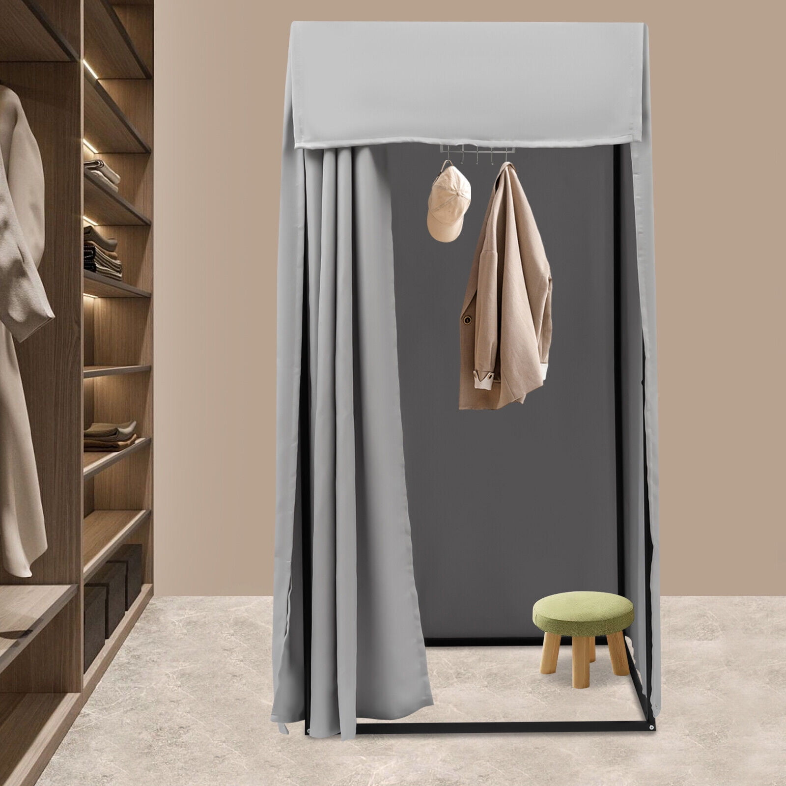 Clothing Store Fitting Changing Dressing Room Frame with Curtain Hook ...
