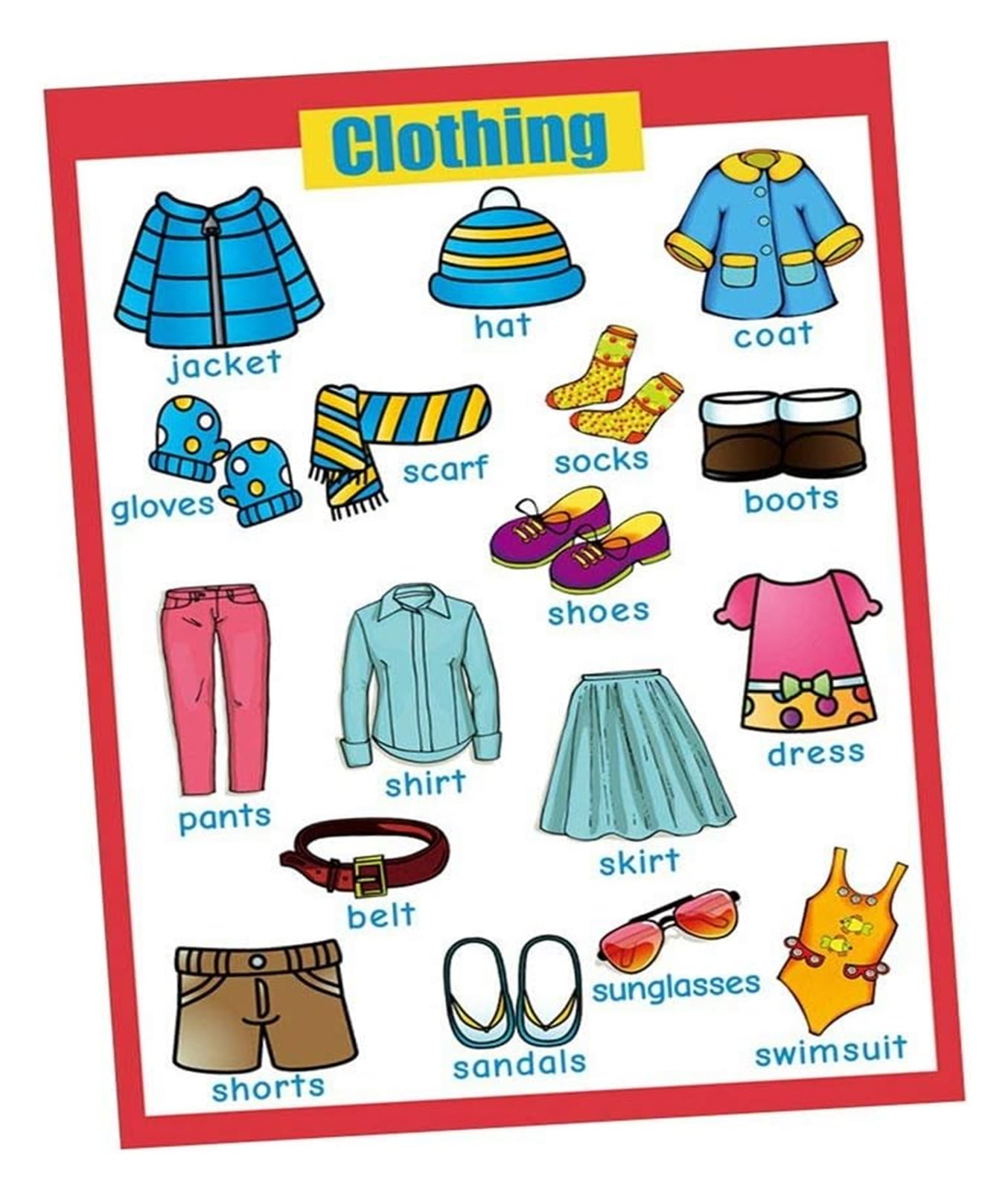 Clothing Vocabulary Poster for Preschool - Educational Wardrobe ...
