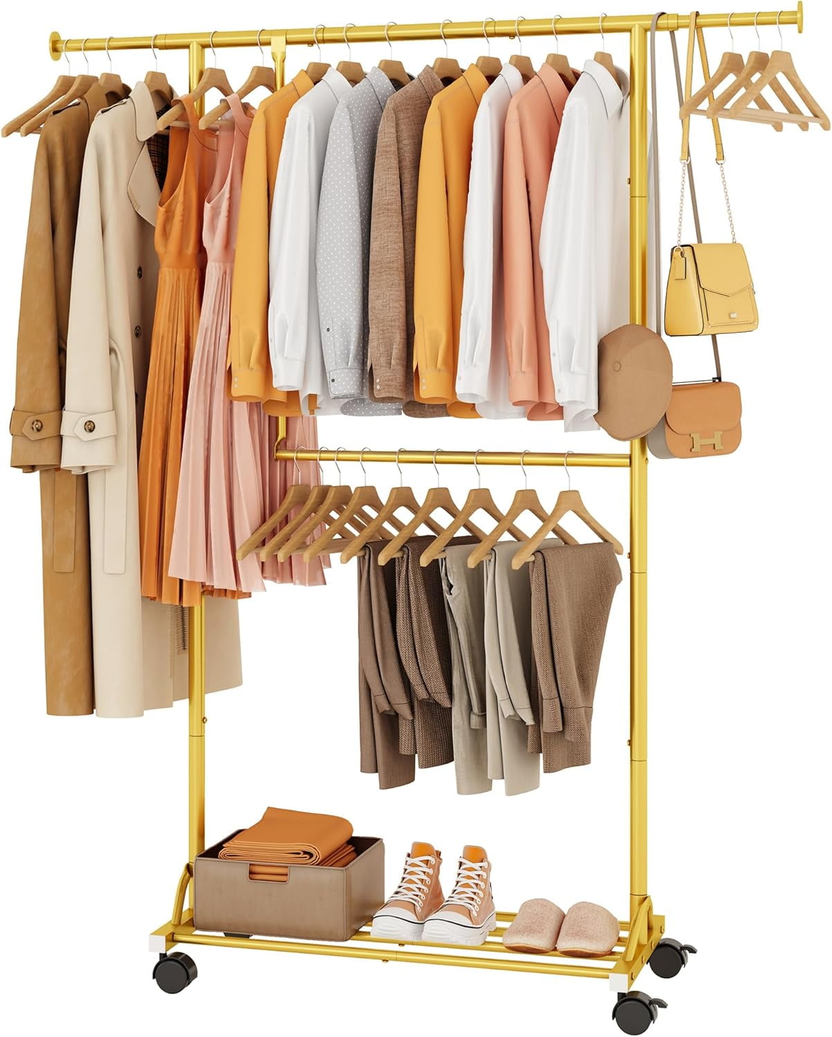 Clothing racks for hanging clothes with wheels, Adjustable Dismantle ...