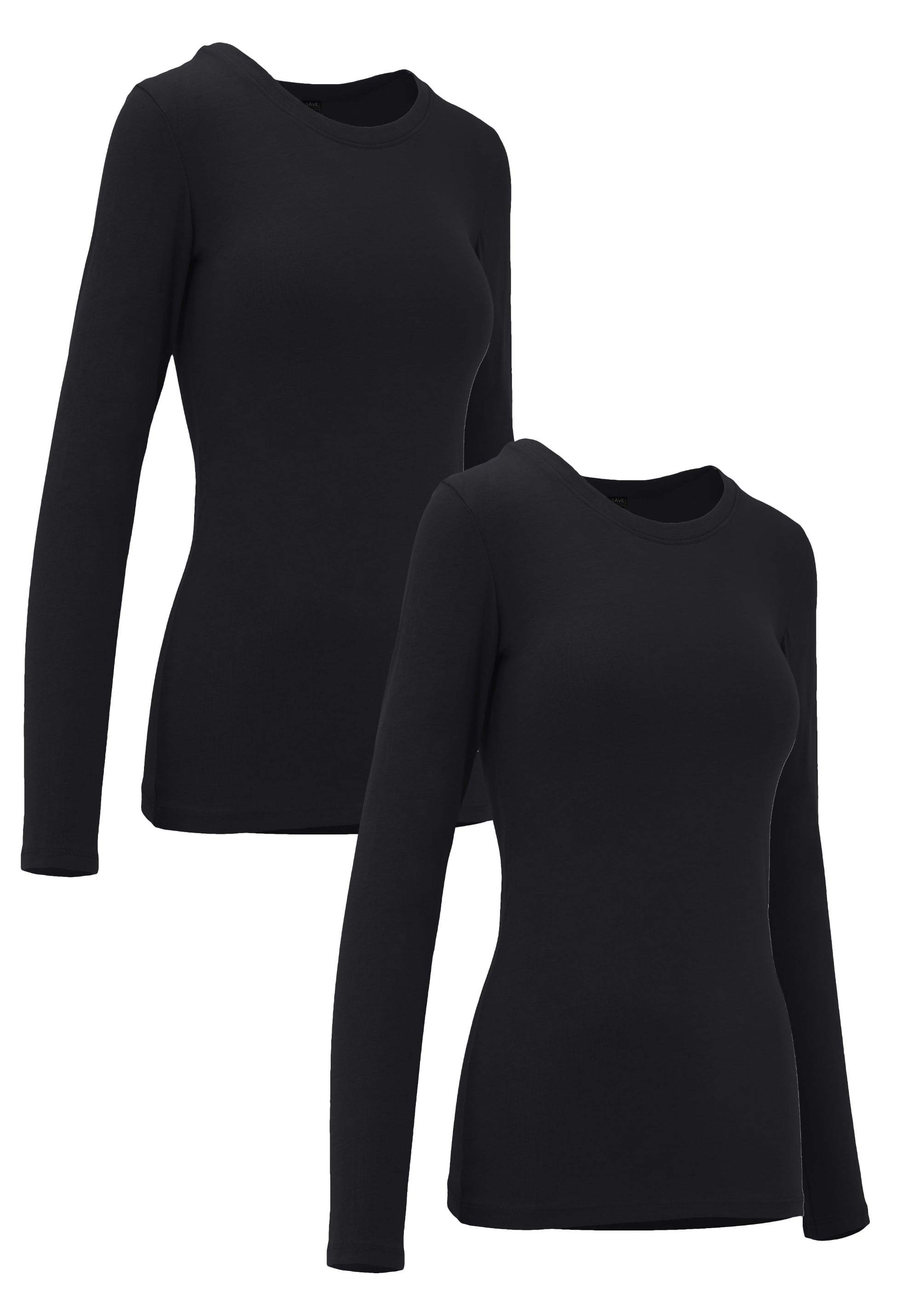 ClothingAve. Women's Comfy Long Sleeve Round Neck Undershirt Fitted Top ...