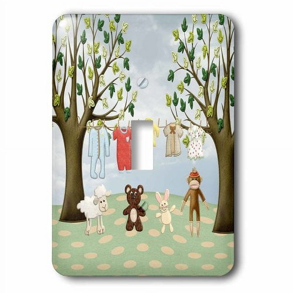 Clothline of Baby Clothes on Two Trees with Lamb, Bear, Bunny, Monkey ...