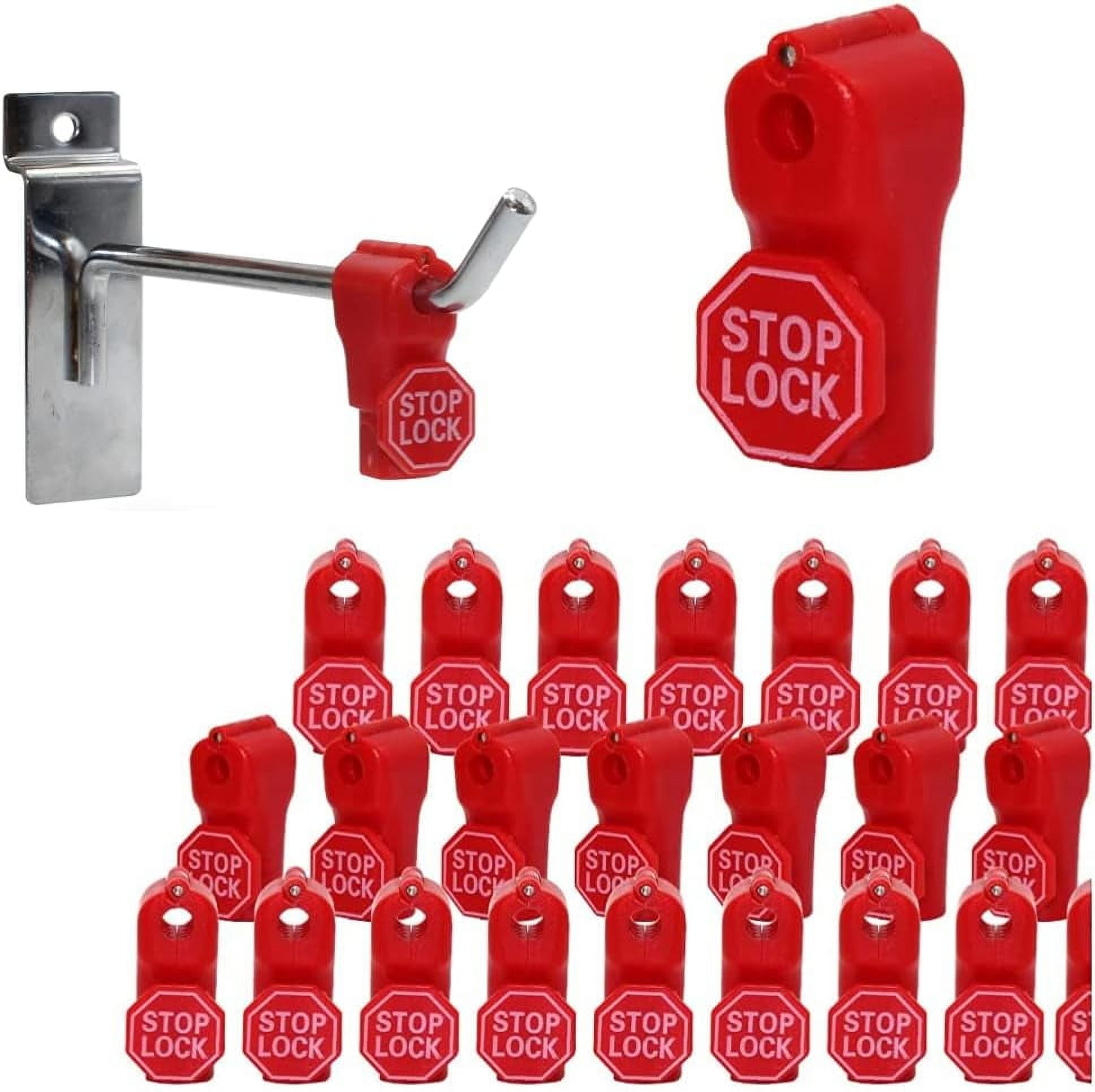 Clotho Peg Hook Locks 100Pcs, with Stop Sign, Anti Theft Retail Display ...