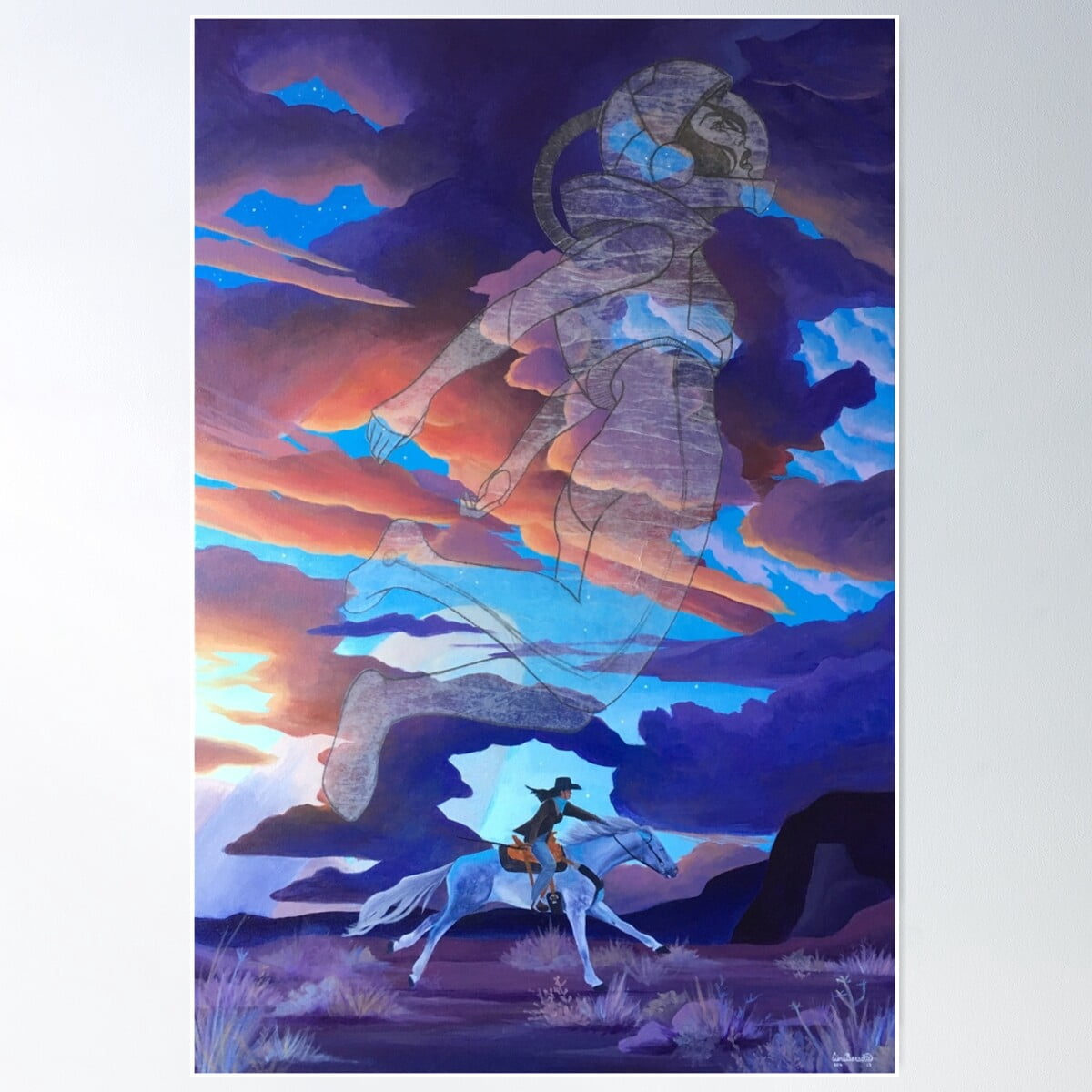 Clothos Space Cowgirl Poster Wall Art Modern Wall Decor For Living Room ...