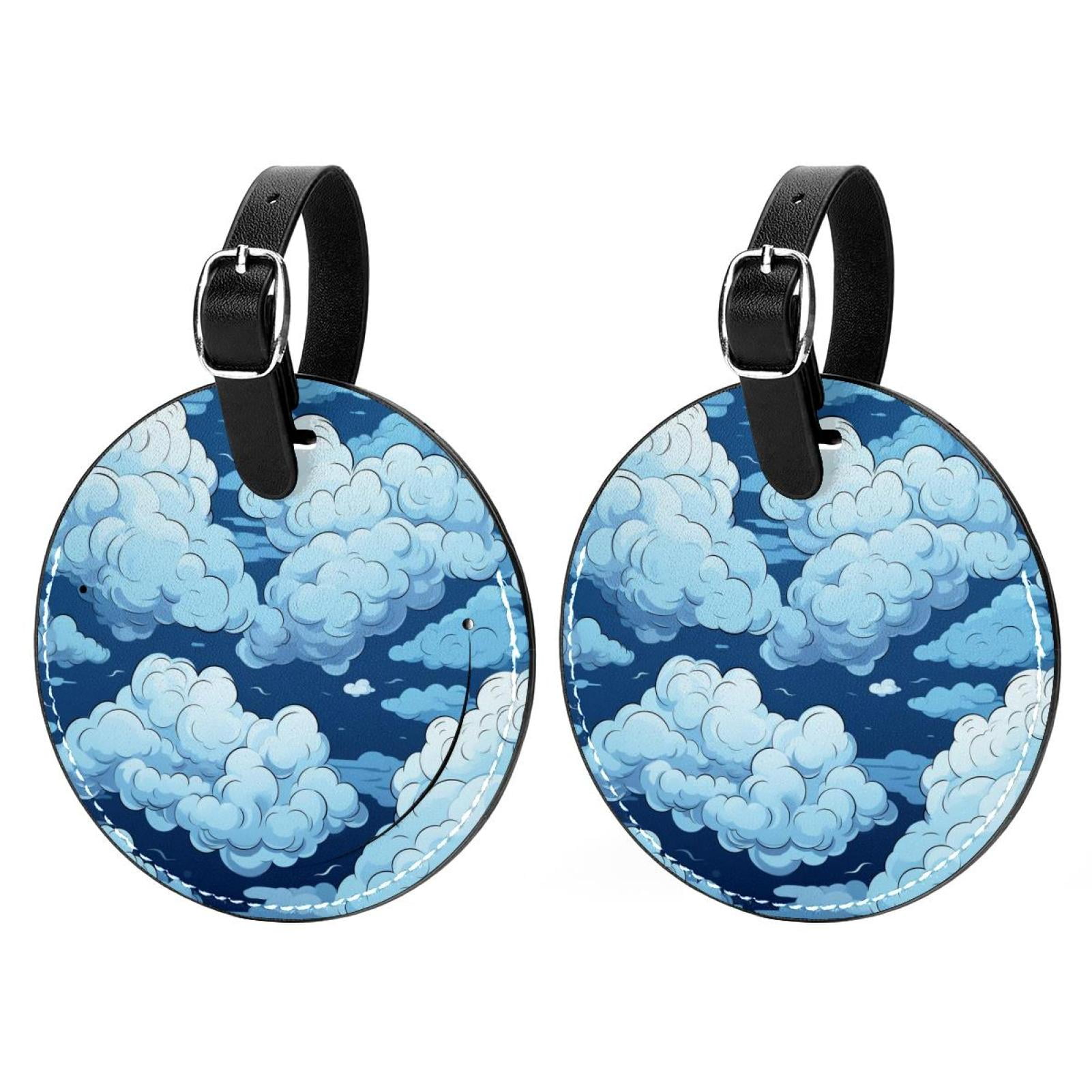 Cloud 2pcs PU Leather Round Bag Tags Suitcase Handbag Tags with Privacy ...