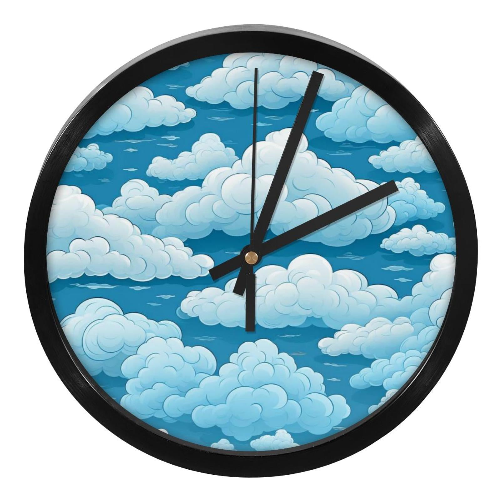Cloud 9.8 Inch Silent Wall Clock, Non-Ticking Digital Round Clock ...