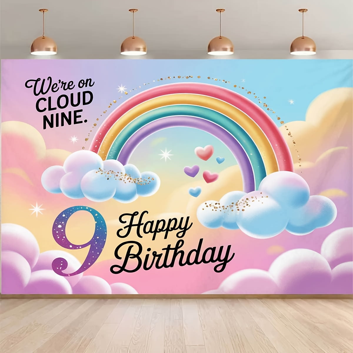 On Cloud 9 Birthday Backdrop We're On Cloud Nine Baby Shower Photography Background Dreamy ...