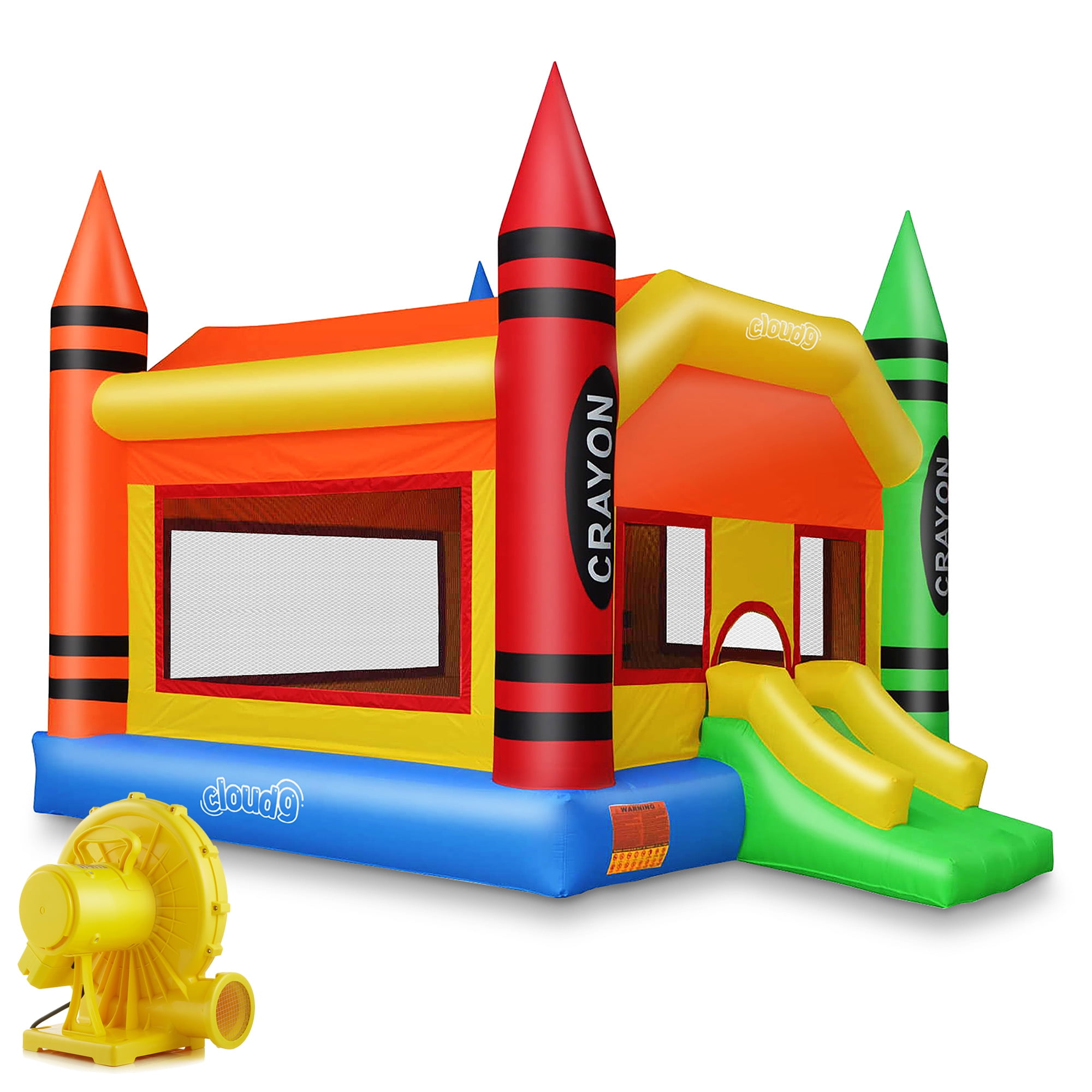 Cloud 9 Kids Jumping Castle: Crayon Themed Inflatable Bouncer and Slide ...