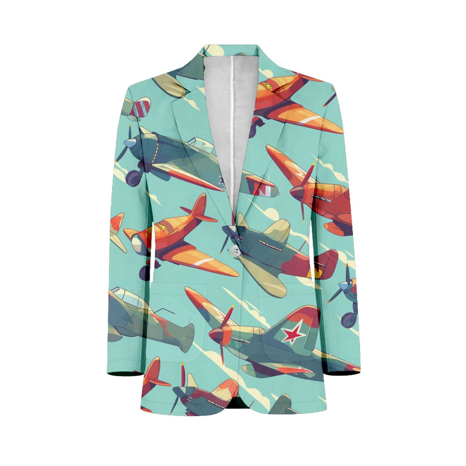 Cloud Airplane Pattern Customized Men's Suits full man Shawl Collar ...