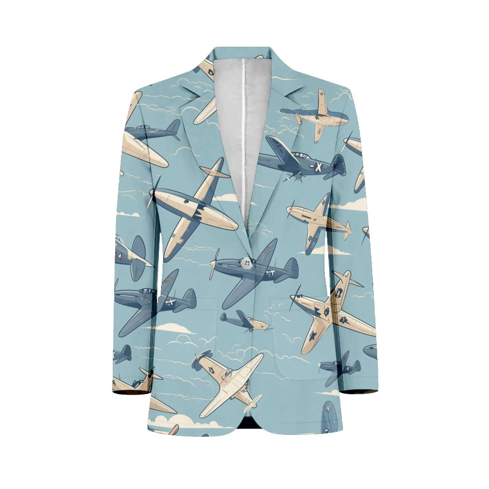 Cloud Airplane Pattern Customized Men's Suits full man Shawl Collar ...