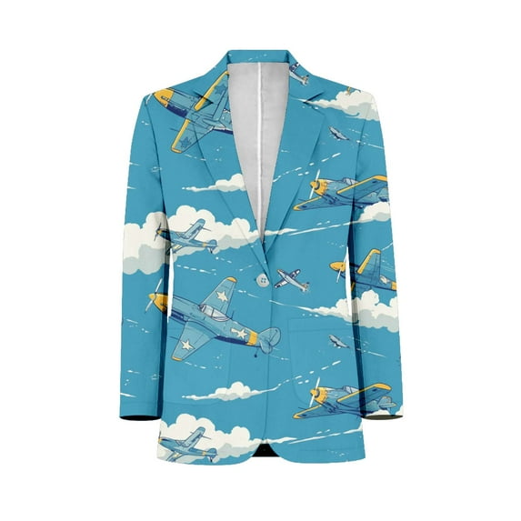 Cloud Airplane Pattern Customized Men's Suits full man Shawl Collar ...