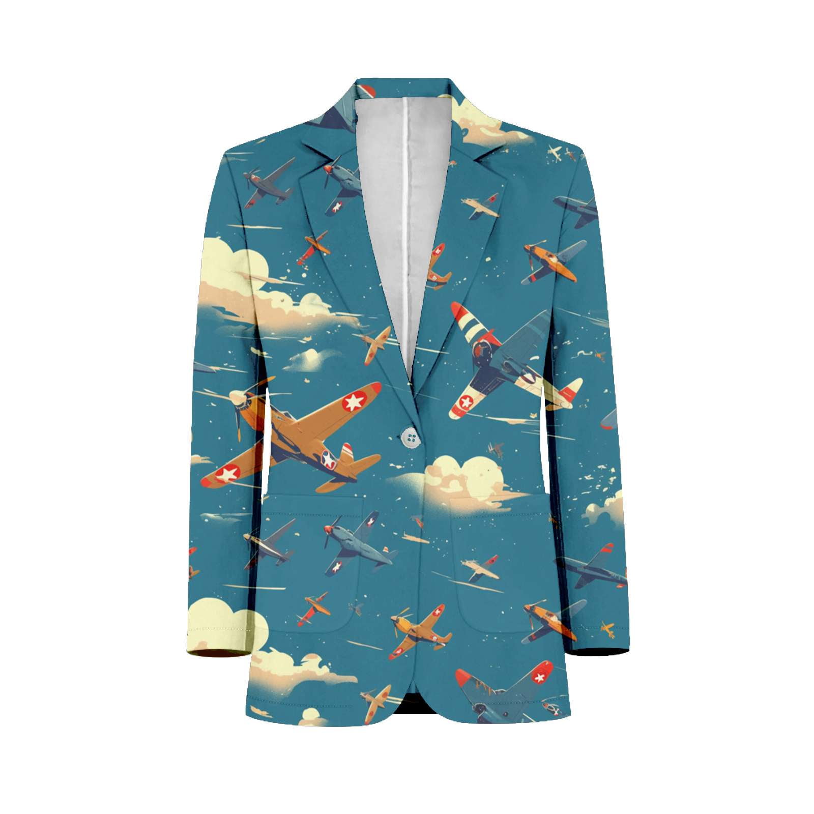 Cloud Airplane Pattern Customized Men's Suits full man Shawl Collar ...