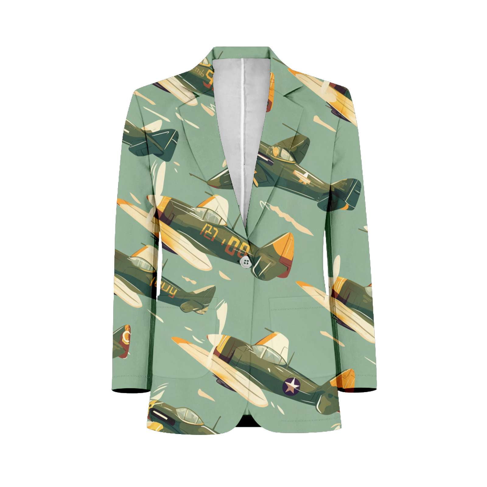 Cloud Airplane Pattern Customized Men's Suits full man Shawl Collar ...