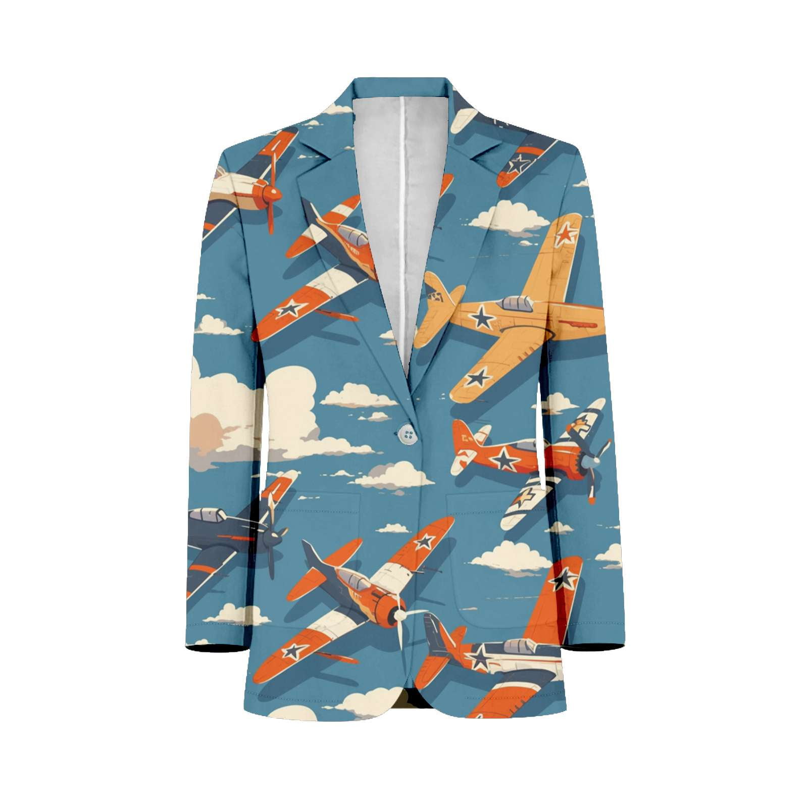Cloud Airplane Pattern Customized Men's Suits full man Shawl Collar ...