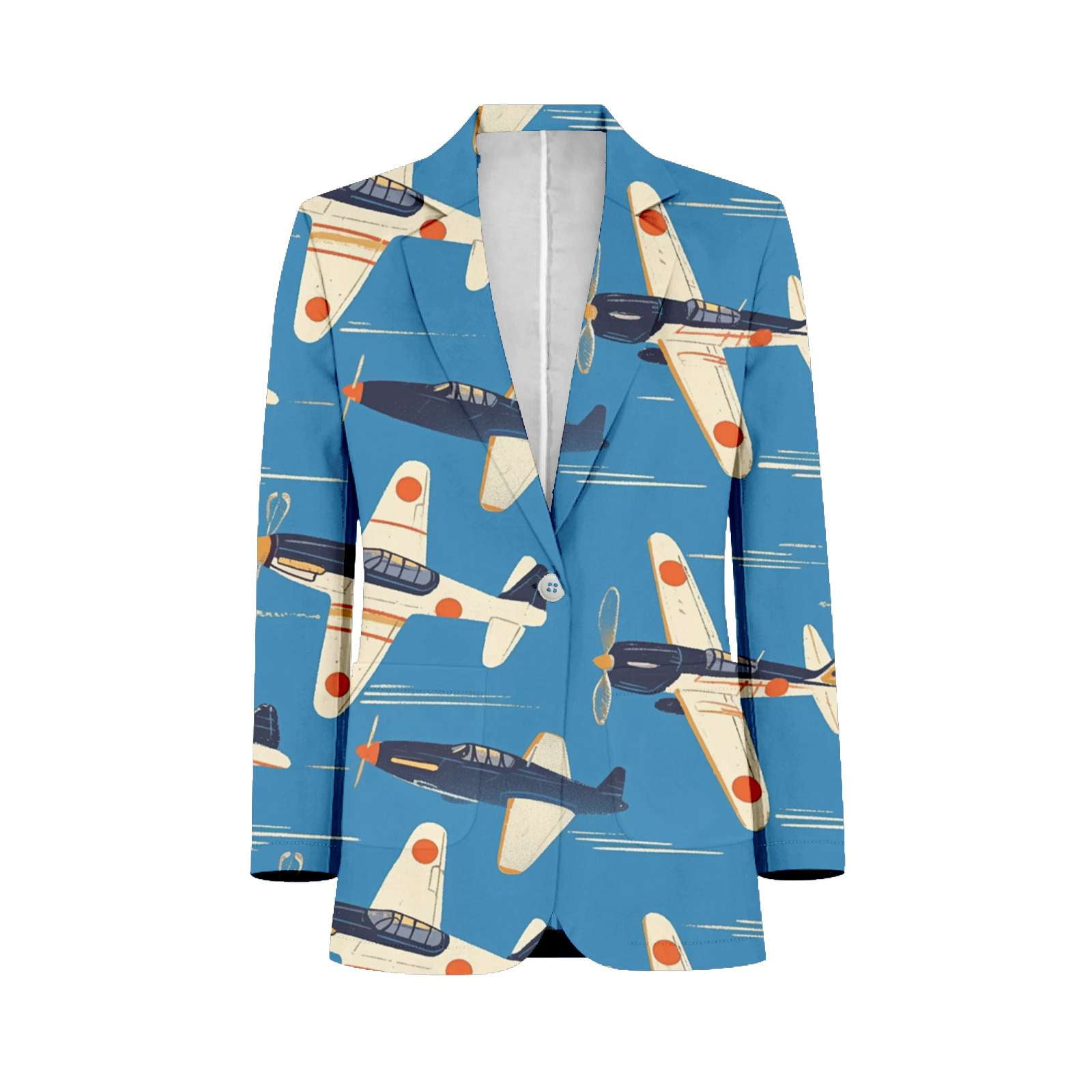 Cloud Airplane Pattern Mens Suits Shawl Collar Slim Fit Suit Mens Groom ...