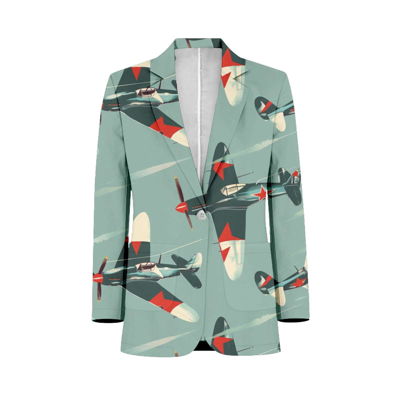 Cloud Airplane Pattern Mens Suits Shawl Collar Slim Fit Suit Mens Groom ...