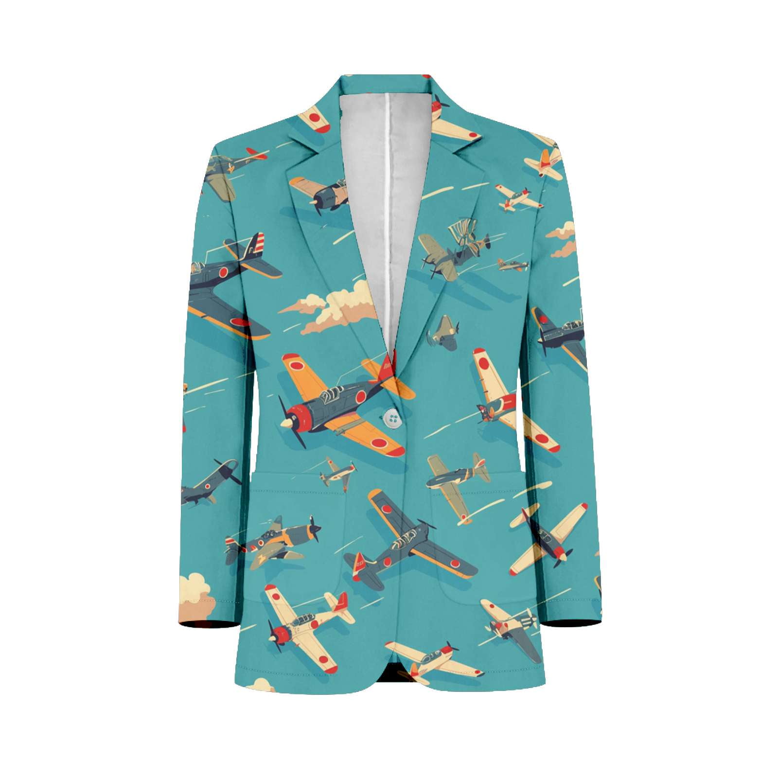 Cloud Airplane Pattern Mens Suits Shawl Collar Slim Fit Suit Mens Groom ...