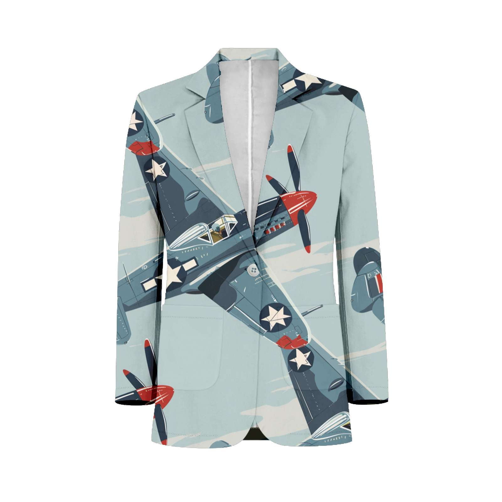 Cloud Airplane Pattern Mens Suits Shawl Collar Slim Fit Suit Mens Groom ...