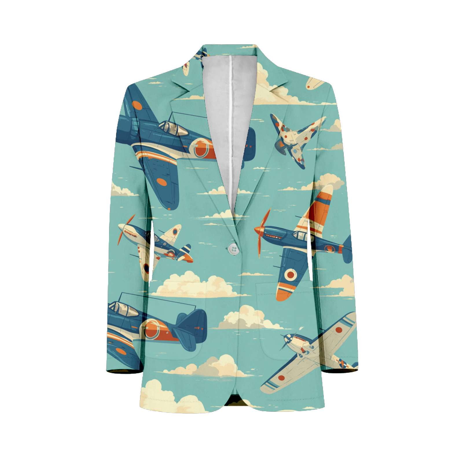 Cloud Airplane Pattern Mens Suits Shawl Collar Slim Fit Suit Mens Groom ...