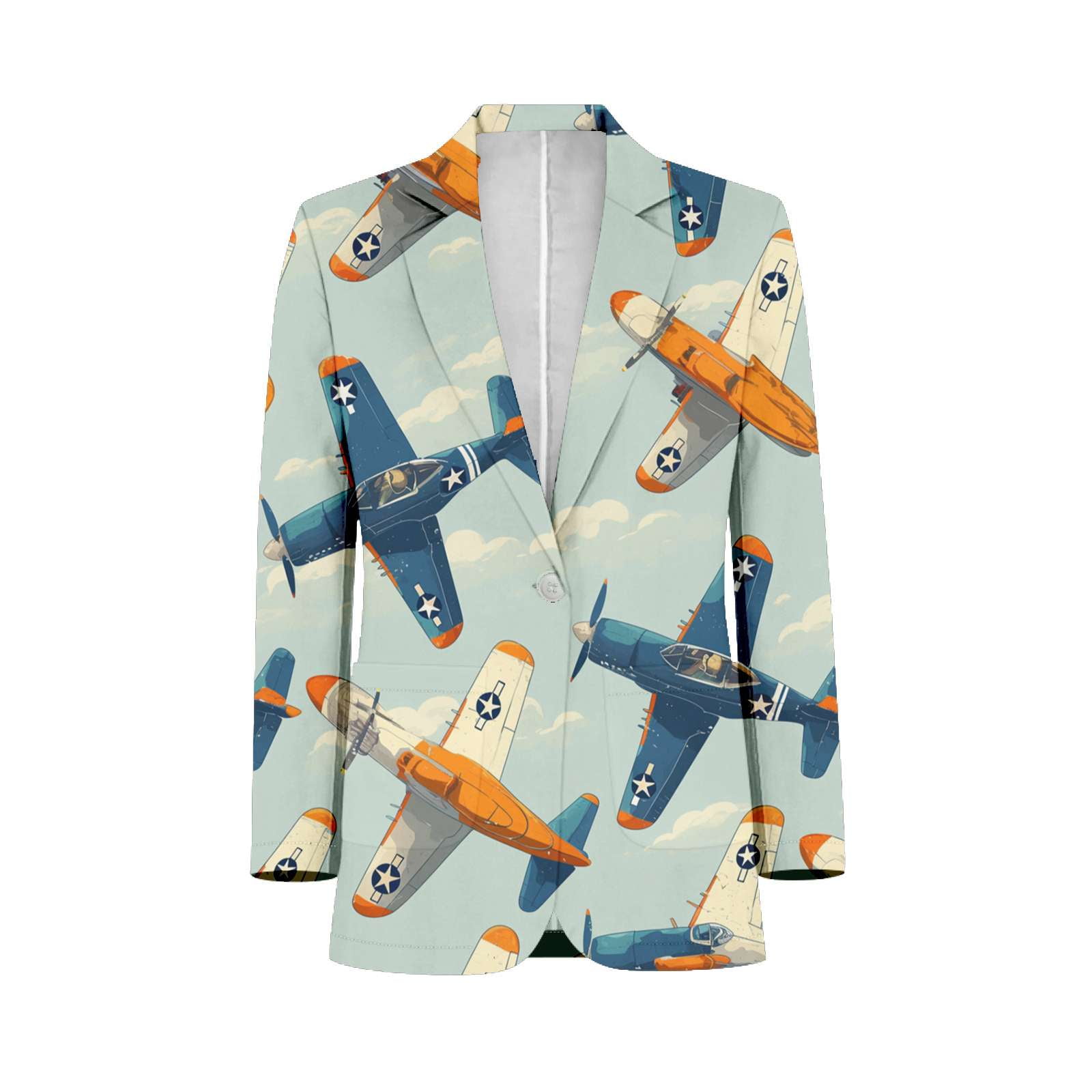 Cloud Airplane Pattern Mens Suits Shawl Collar Slim Fit Suit Mens Groom ...