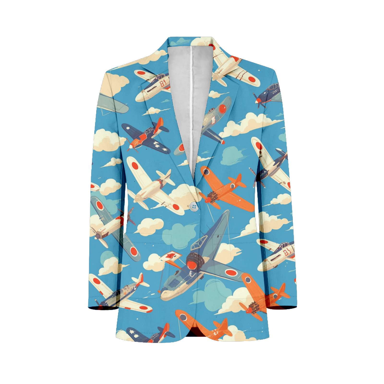 Cloud Airplane Pattern Mens Suits Shawl Collar Slim Fit Suit Mens Groom ...