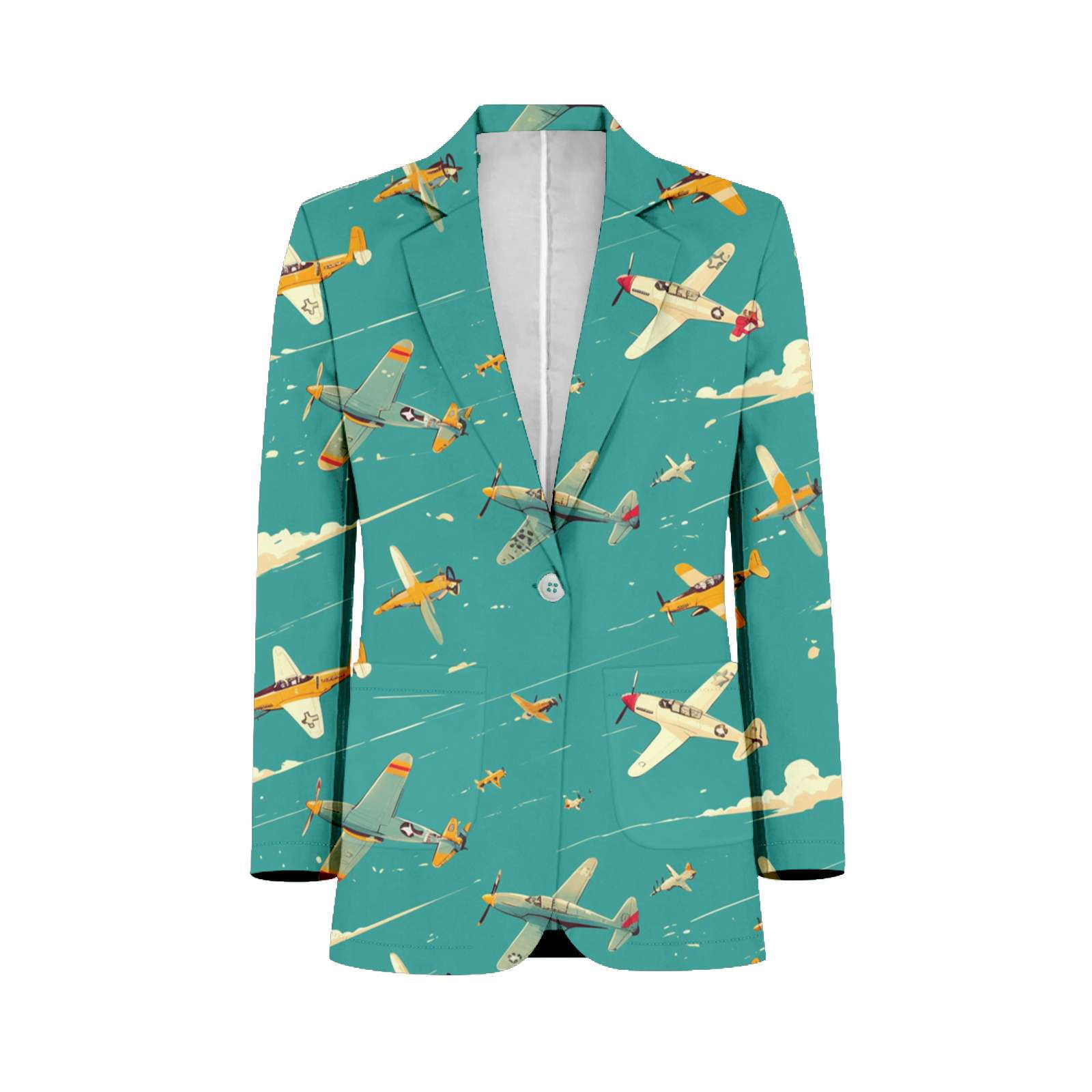 Cloud Airplane Pattern Mens Suits Shawl Collar Slim Fit Suit Mens Groom ...