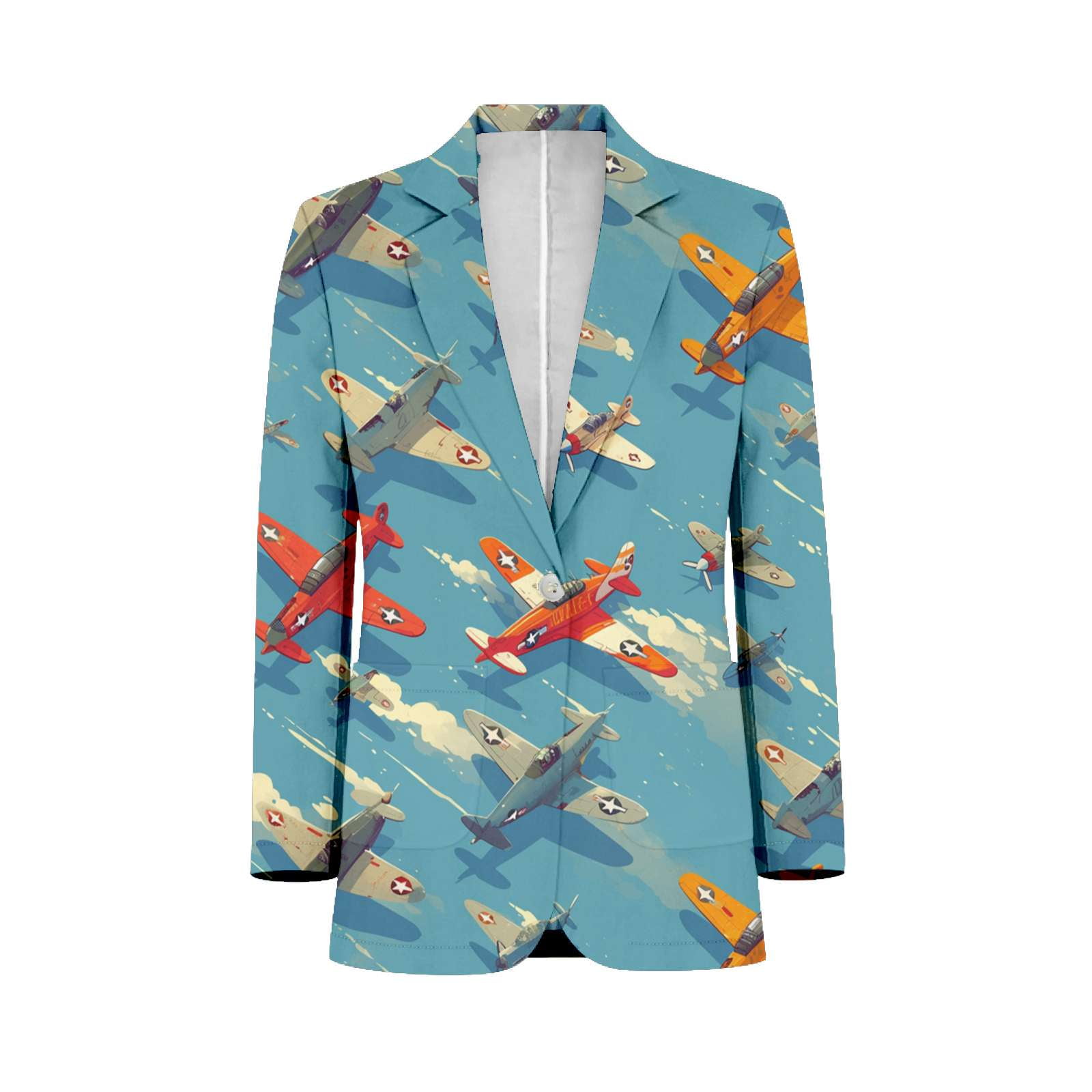 Cloud Airplane Pattern Mens Suits Shawl Collar Slim Fit Suit Mens Groom ...