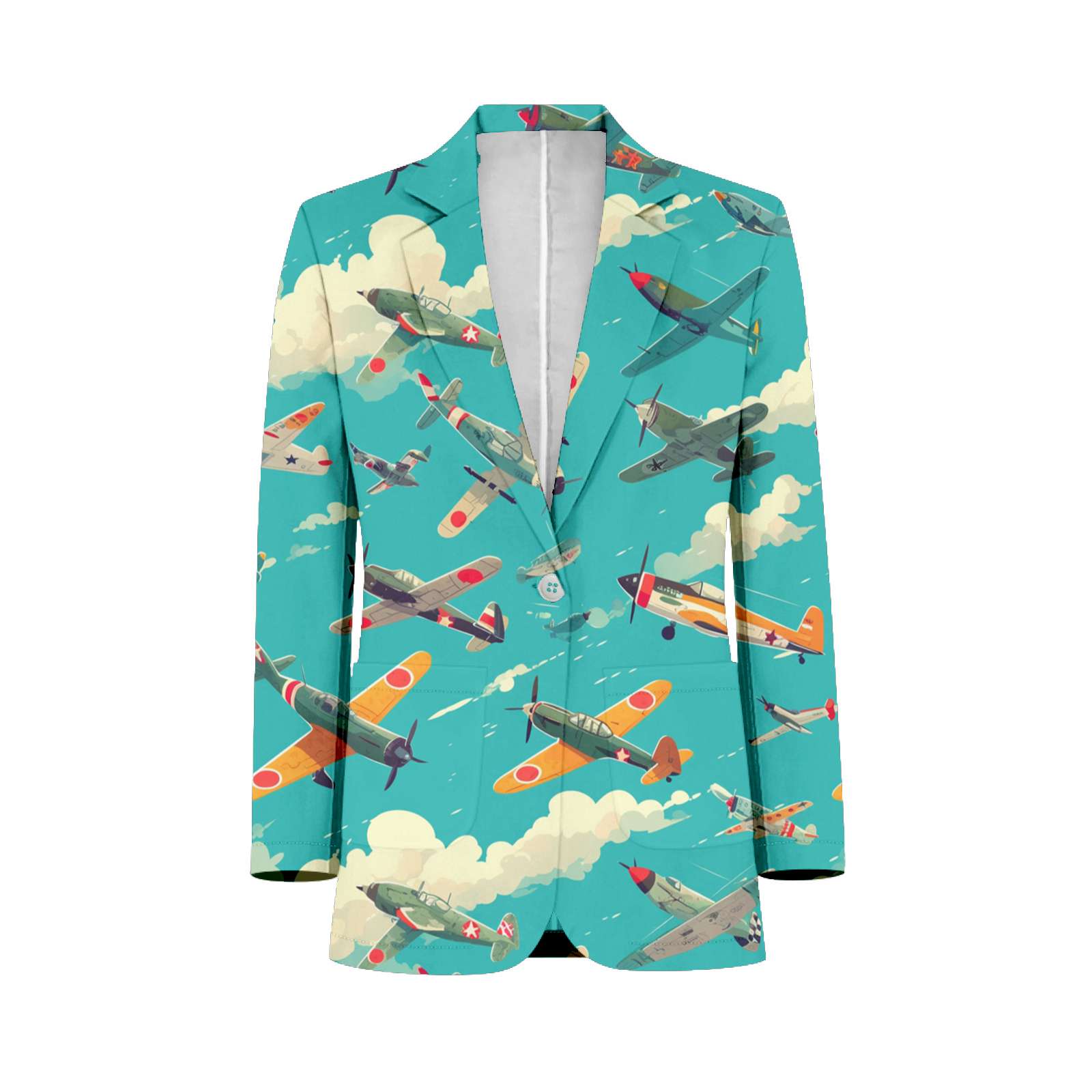 Cloud Airplane Pattern Mens Suits Shawl Collar Slim Fit Suit Mens Groom ...