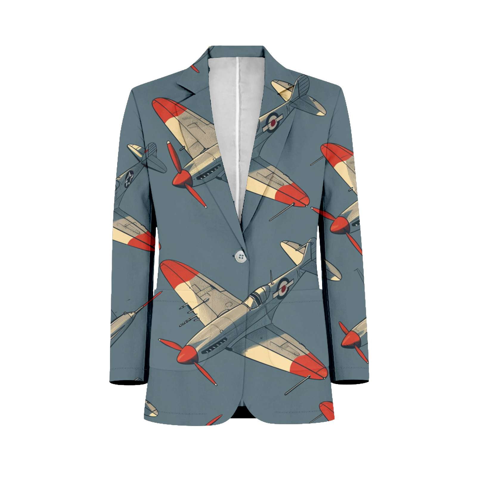 Cloud Airplane Pattern Mens Suits Shawl Collar Slim Fit Suit Mens Groom ...