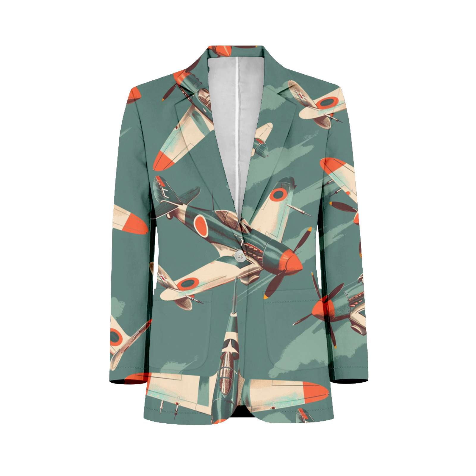 Cloud Airplane Pattern Mens Suits Shawl Collar Slim Fit Suit Mens Groom ...