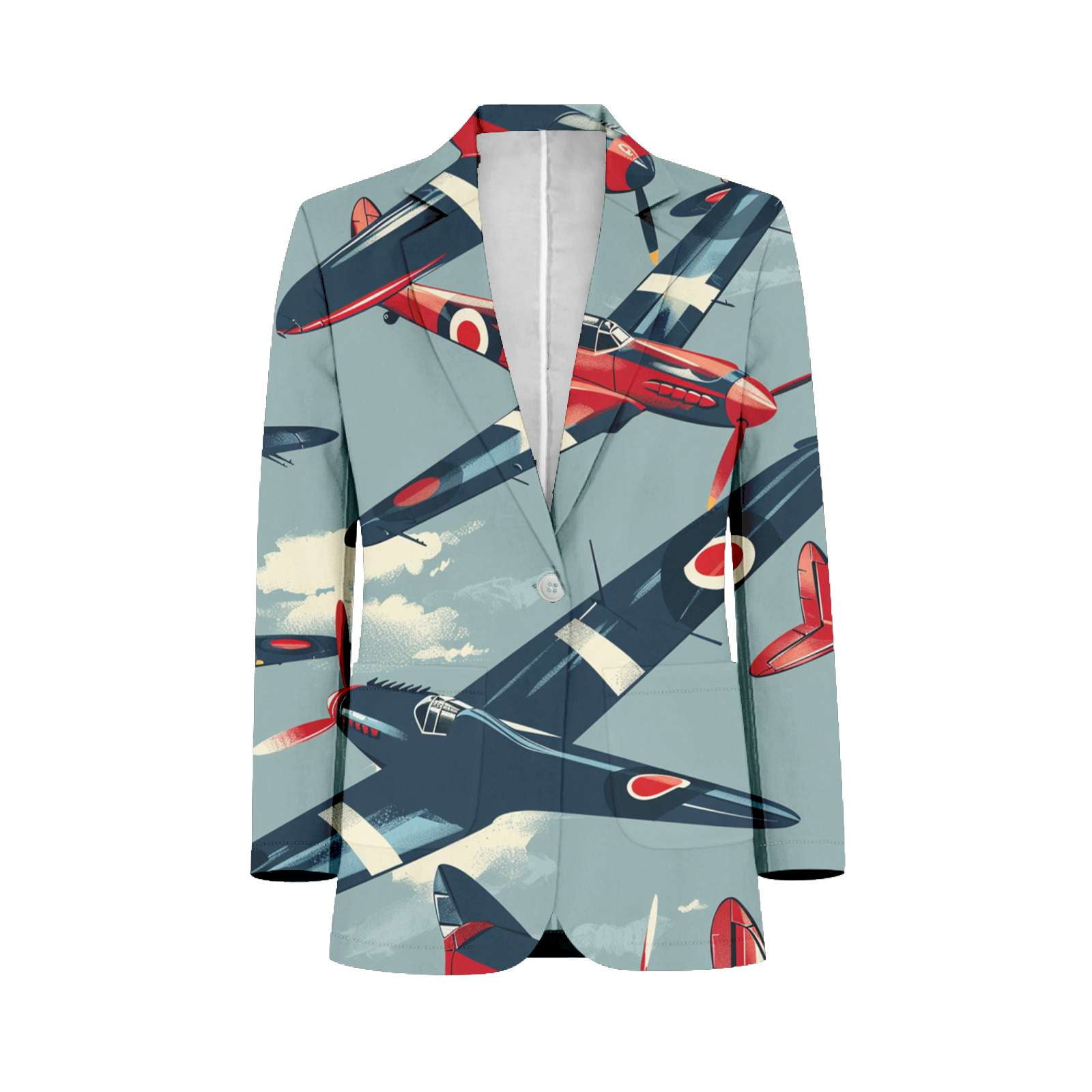 Cloud Airplane Pattern Mens Suits Shawl Collar Slim Fit Suit Mens Groom ...